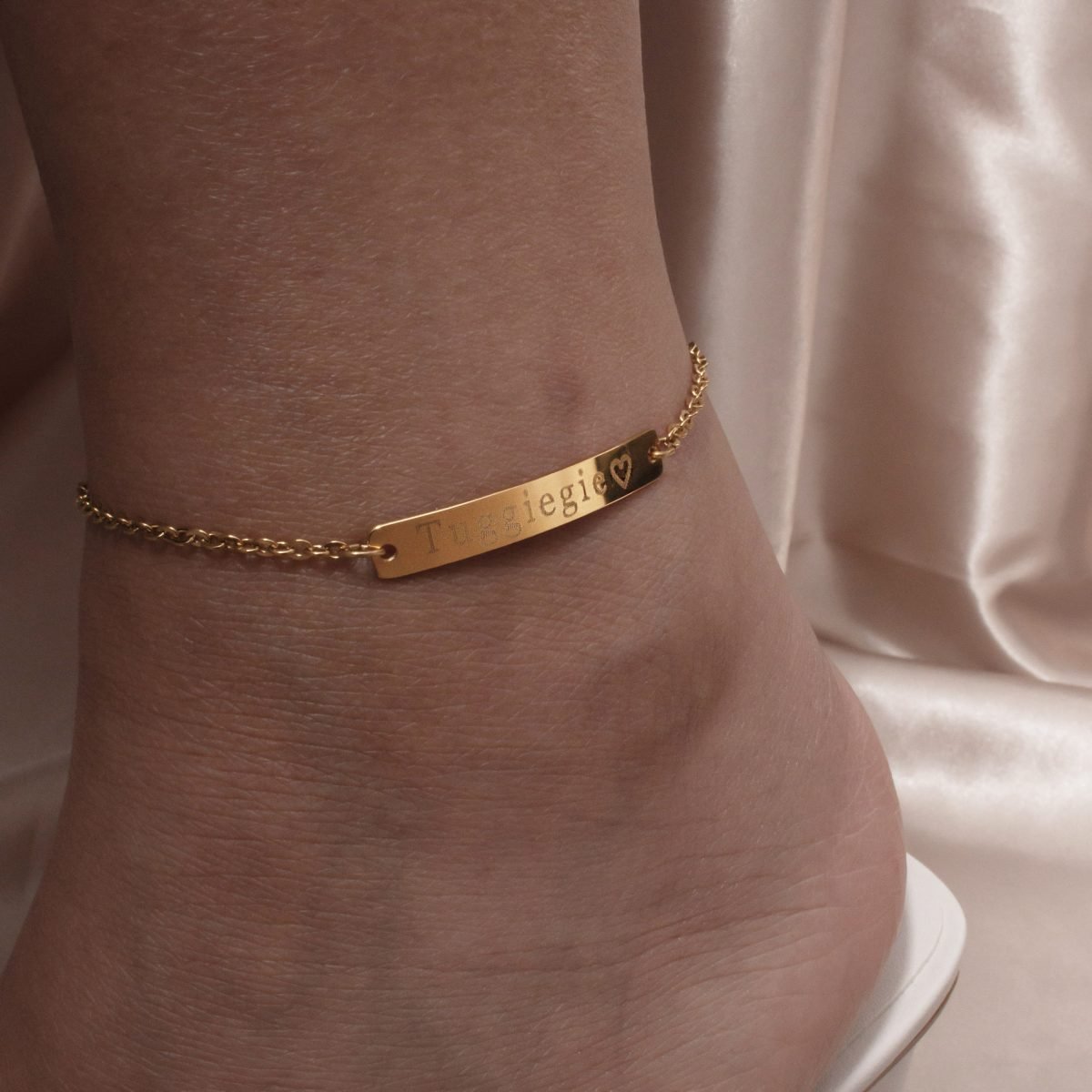 Handmade 18k Gold Custom Name Bar Anklet - Custom Anklets