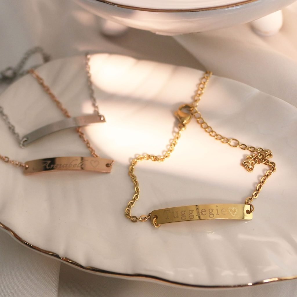 Handmade 18k Gold Custom Name Bar Anklet - Custom Anklets