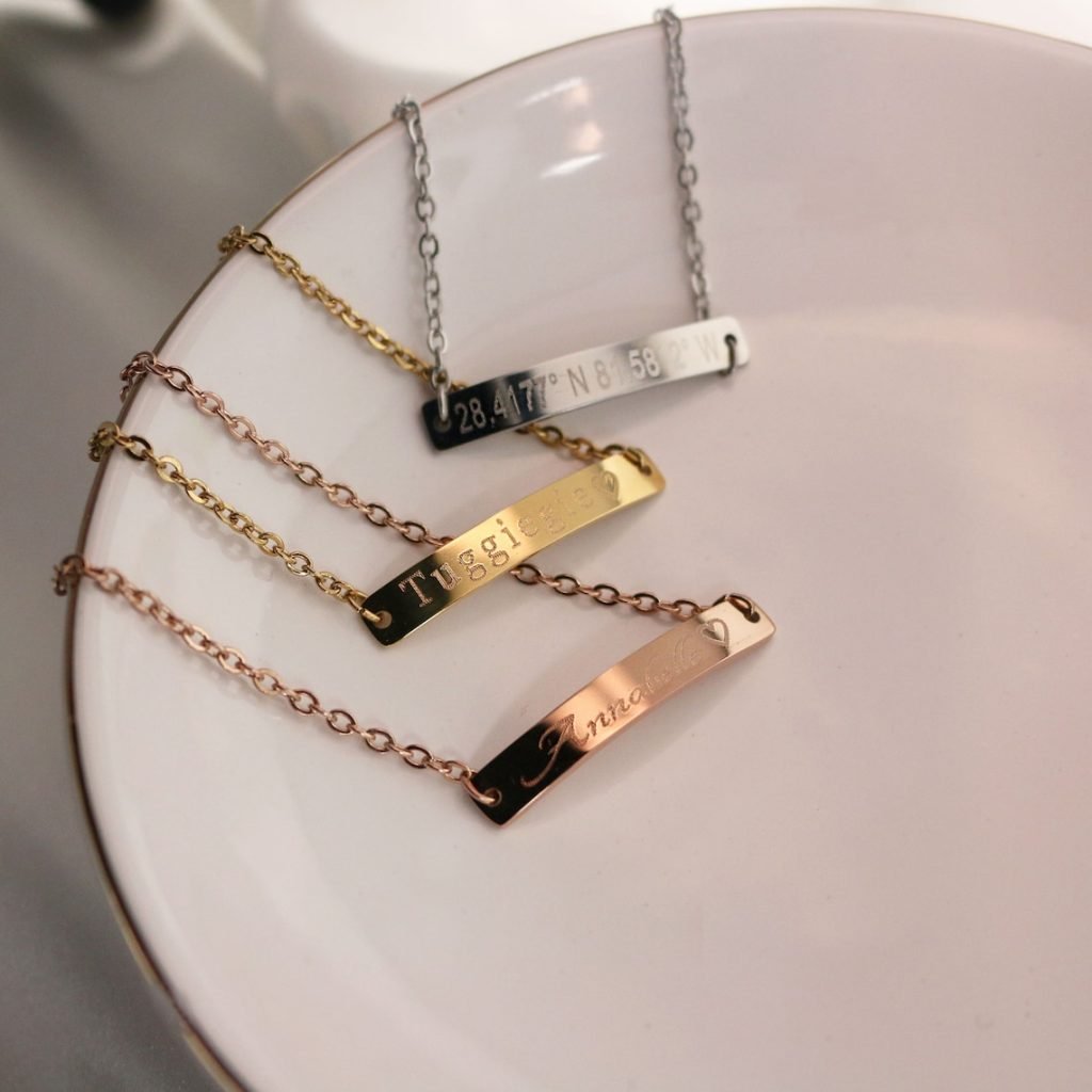 Handmade 18k Gold Custom Name Bar Anklet - Custom Anklets